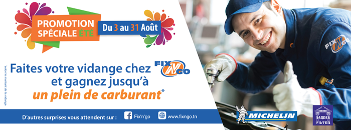 Promotion spéciale été du 3 au 31 août chez FIX’N’GO