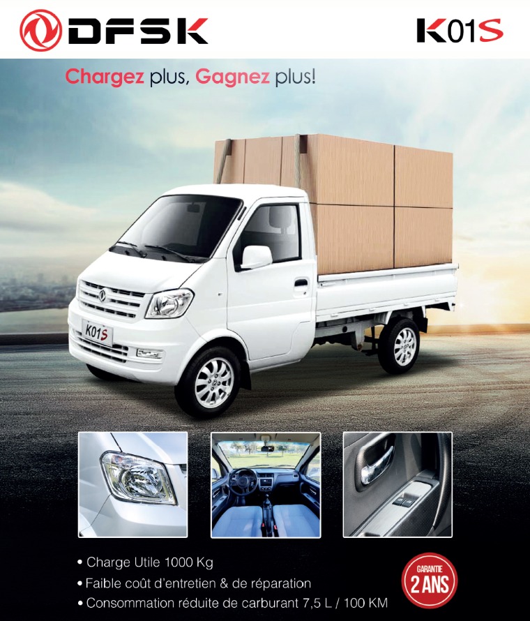 Prix camionnette DFSK K01S Simple Cabine neuve en Tunisie - Motors.tn